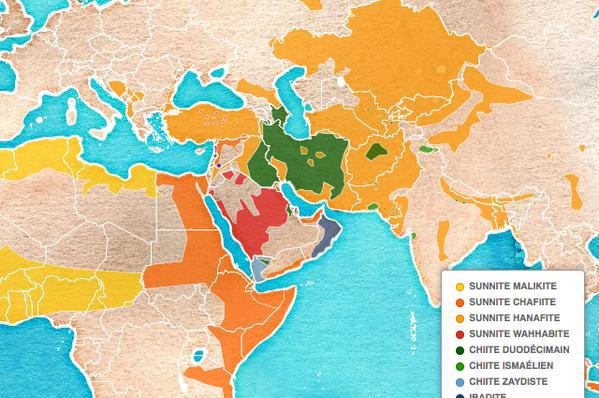 Carte : les différents courants de l'Islam dans le monde @franceculture